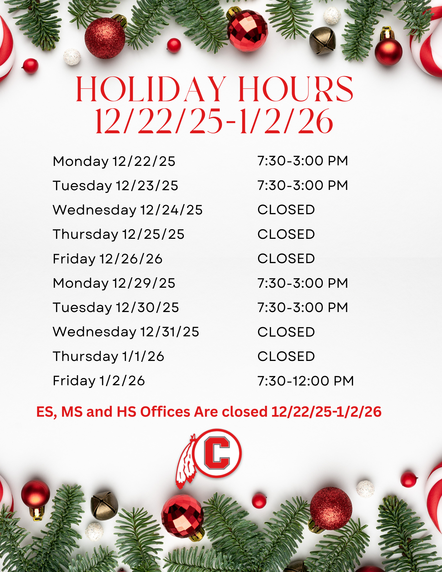Holiday Office Hours